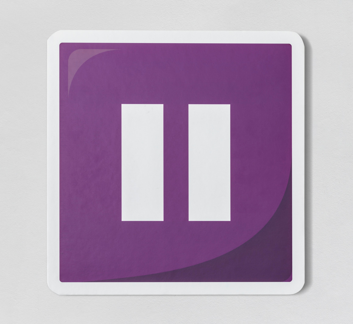 Purple pause button music icon (PSD), a Photo by rawpixel