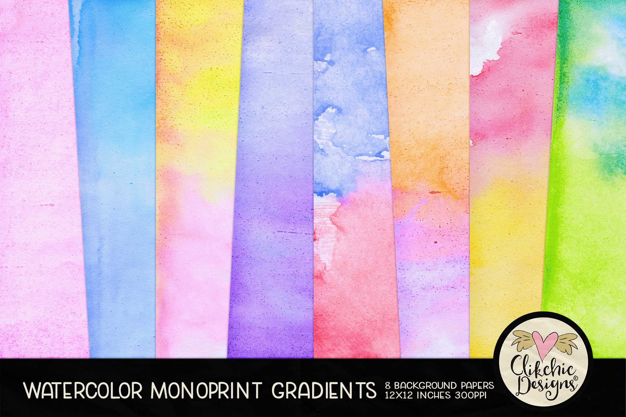 Watercolor Gradient Backgrounds, a Texture Graphic by Clikchic Designs