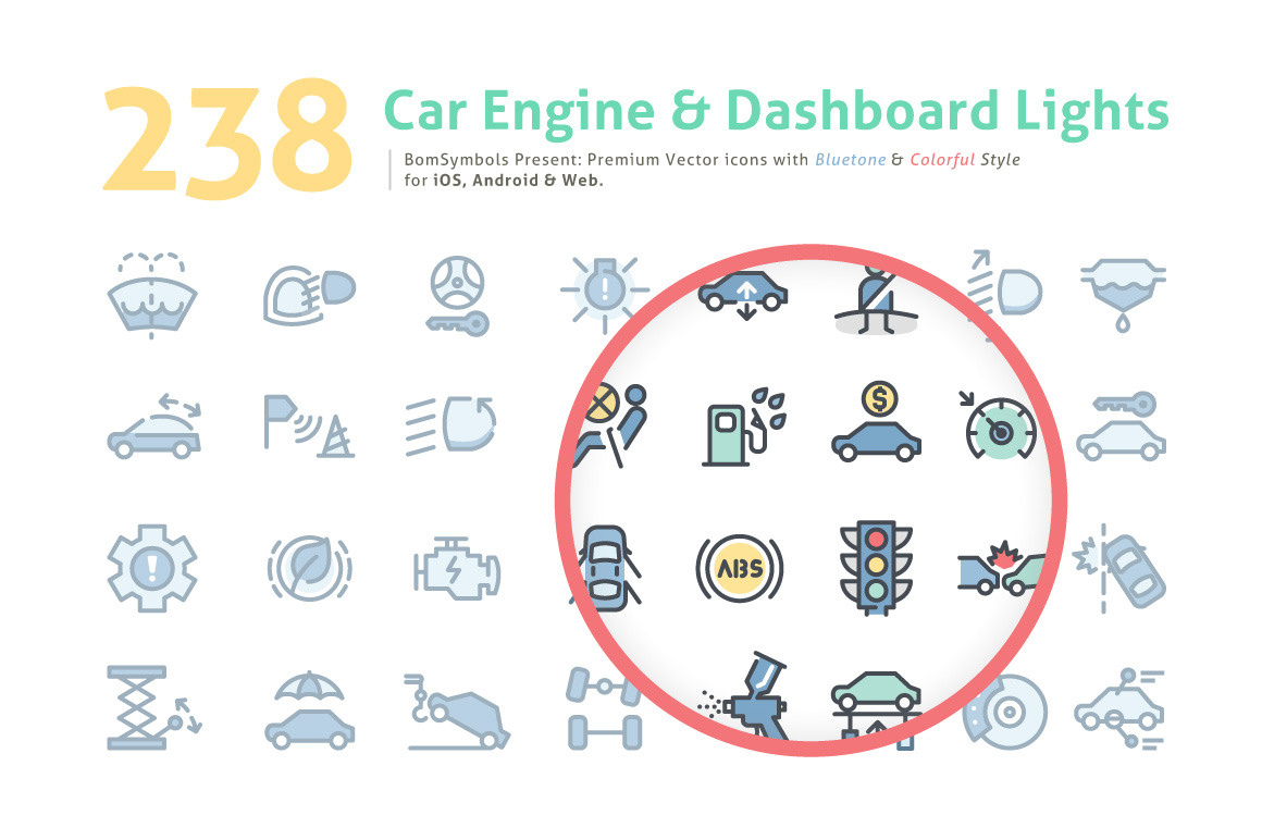 Car Engine & Dashboard Lights V.2, an Outline Icon by BomSymbols