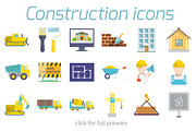 48 construction icons in flat style, an Icon by Macrovector