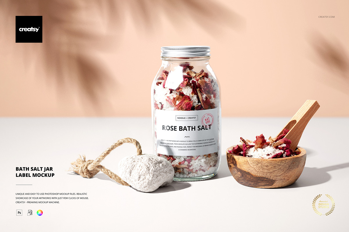 Bath Salt Jar Label Mockup, a Packaging Mockup by creatsy5
