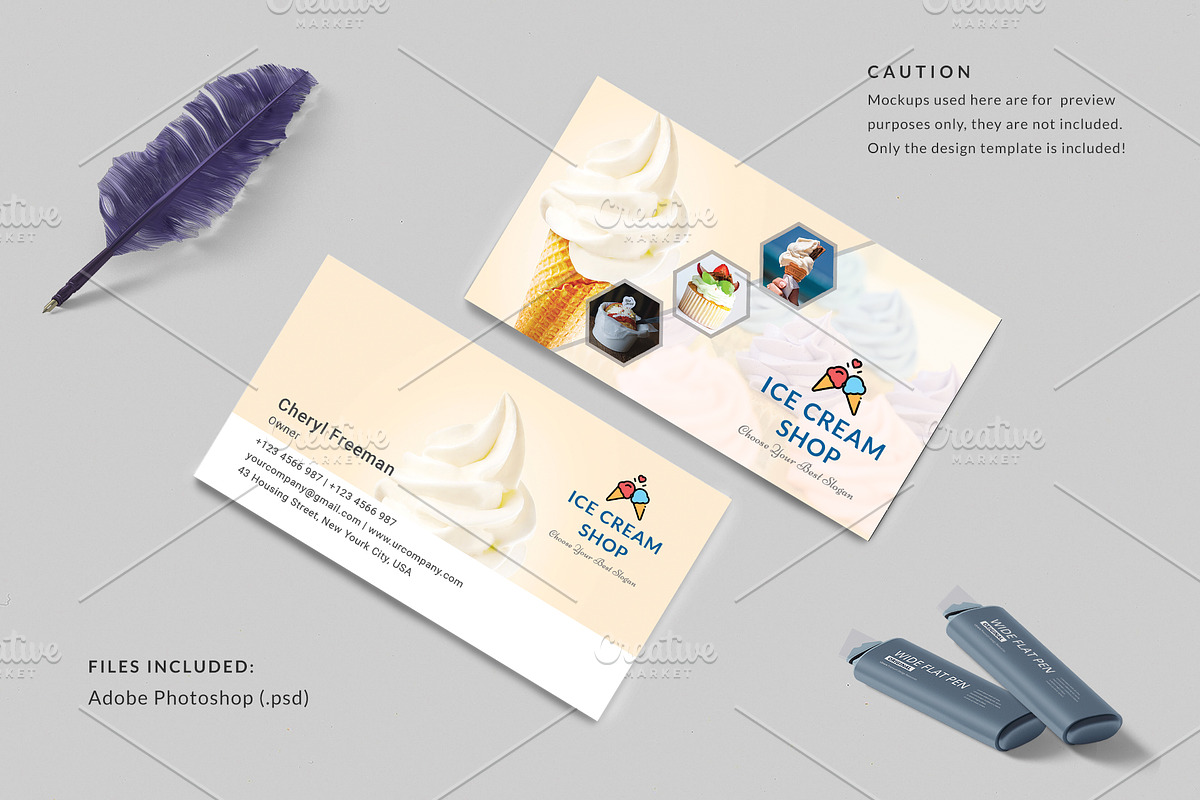 Ice Cream Shop Business Card, a Business Card Template by graphicsunday