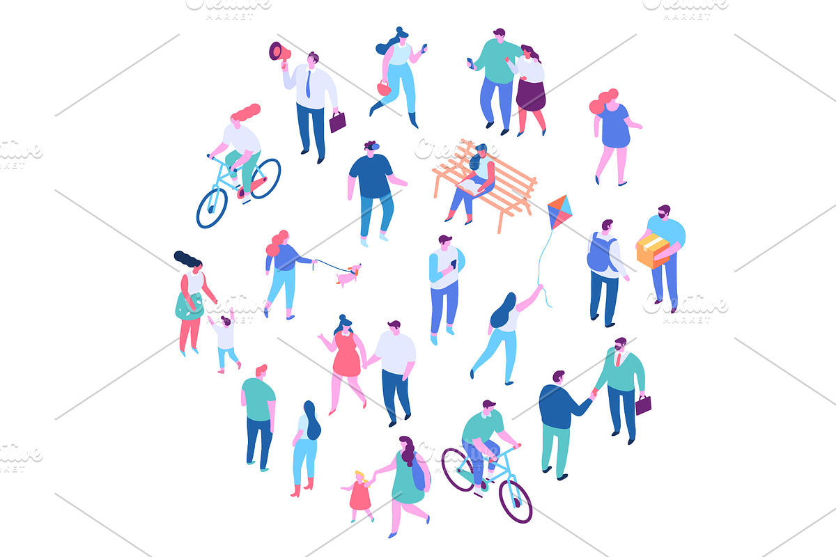 Isometric cartoon people vector set, a Person Illustration by Vector_Art