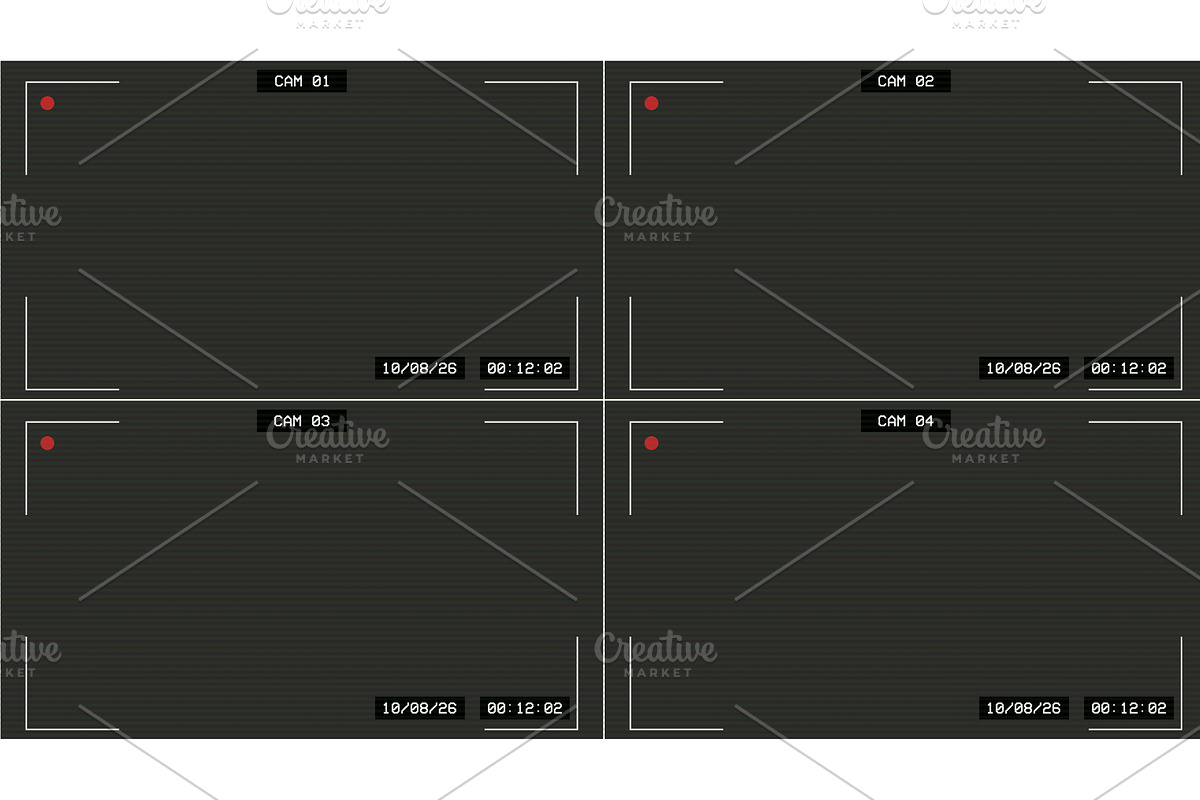 Set of CCTV overlay, a Technology Illustration by SkyVectors