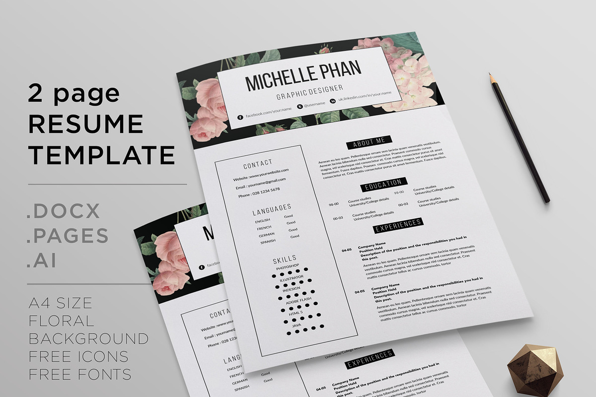 2 page resume template, a Resume Template by Chic templates