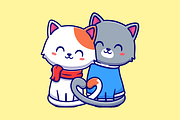 Couple Of Cat Cartoon Illustration, an Animal Illustration by Catalyst Labs