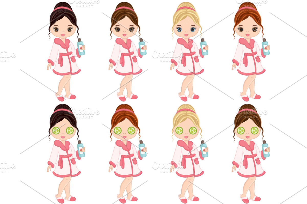 Vector Spa Girls Clipart, an Illustration by TheCreativeMill