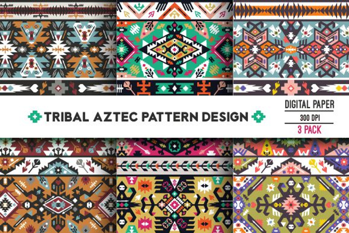 Collection Bright Aztec Patterns, a Pattern Graphic by tomuato