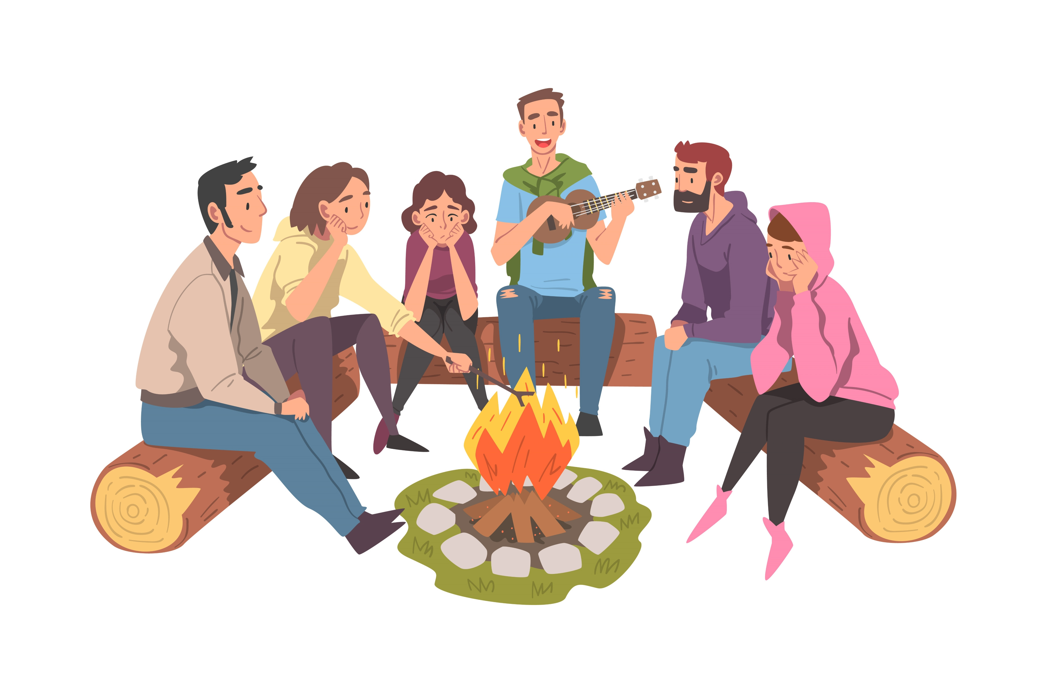 Group of Friends Sitting Near, a Person Illustration by TopVectors ...