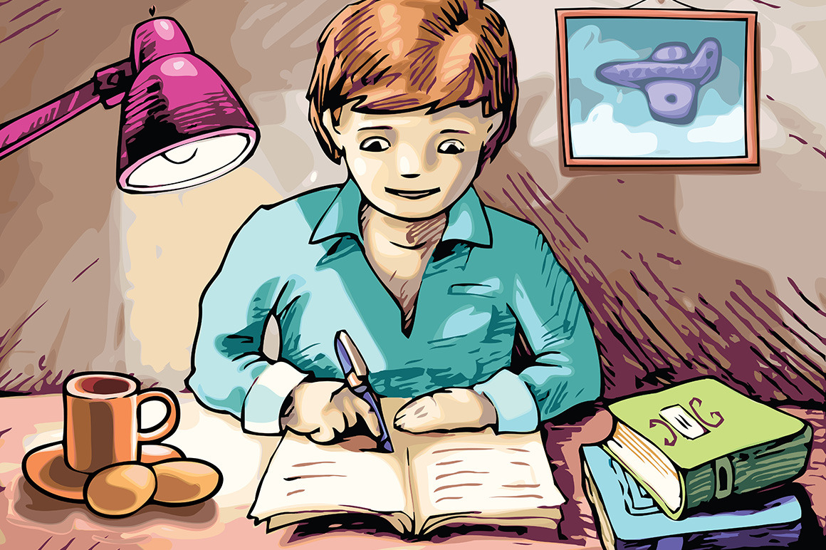 Doing the Homework, an Education Illustration by LEKS illustrations