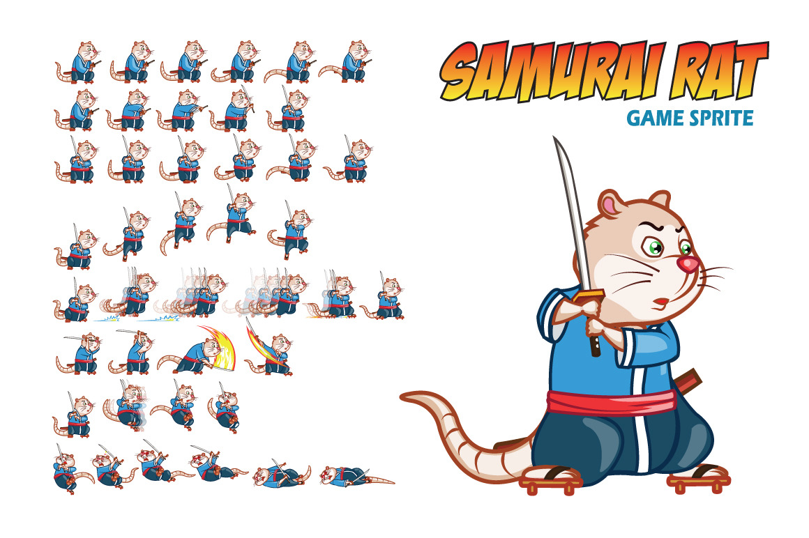 Samurai Rat Game Sprite, an Illustration by Silpin | Creative Market