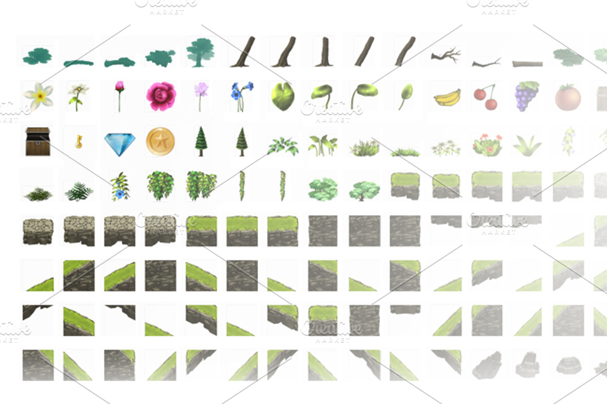 2D Forest Tileset Pack, an Illustration by LudicArts