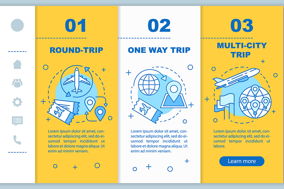 Aircraft flight ticket app pages, a Templates & Theme by bsd studio