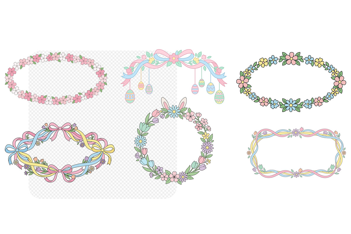 Spring Easter Flower Frames Collection