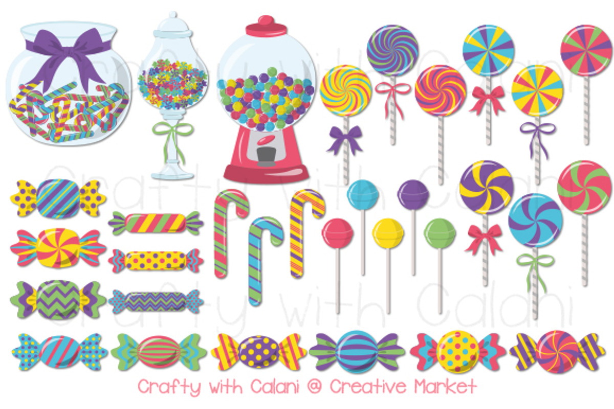 Cute Candy Clipart in Pastel Color, an Object Graphic by Crafty with Calani