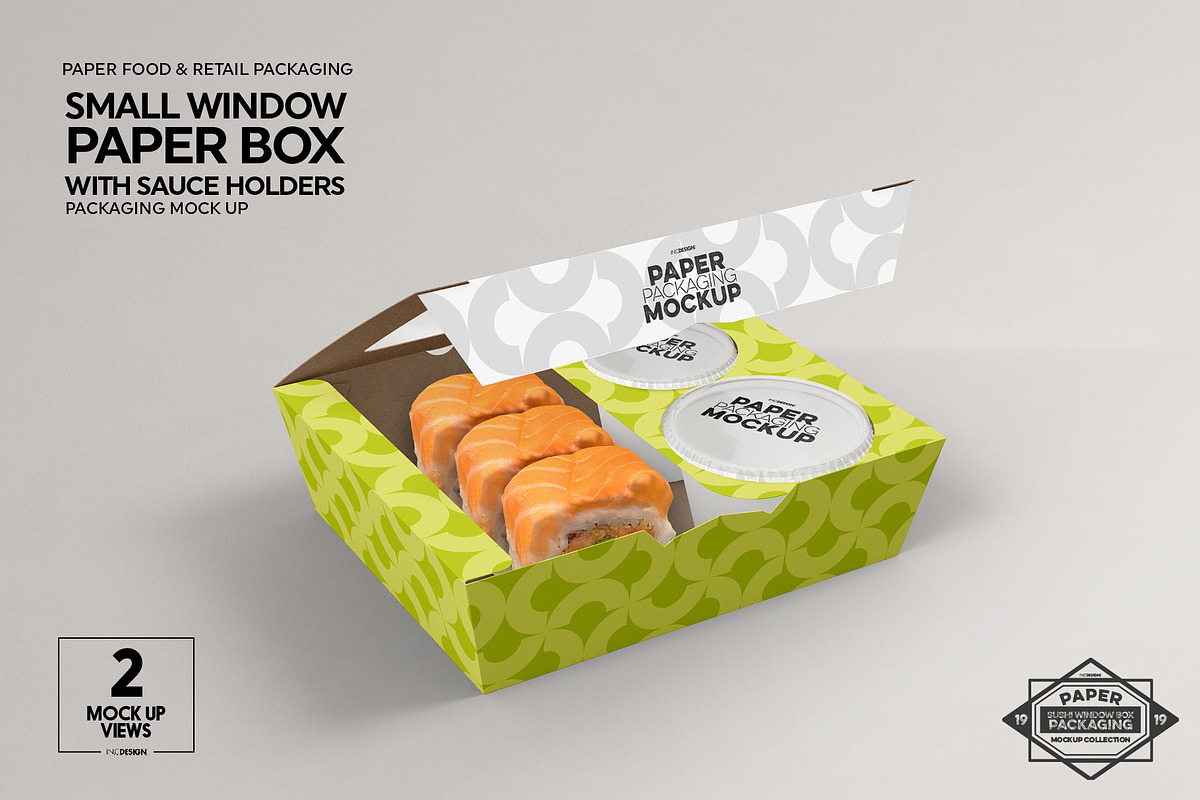 Paper Window Sushi Box Small Mockup, a Cups & Container Mockup by INCDesign