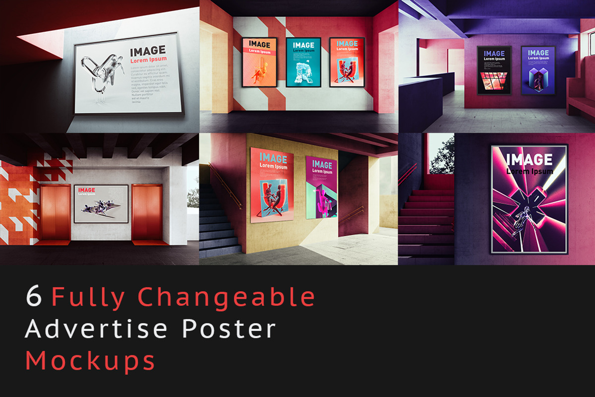 6 Fully Changeable Poster Mockups, a Print Template by As Good As Possible