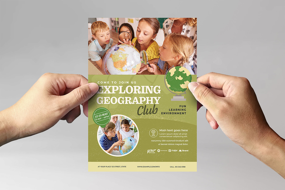 Geography Education Flyer Template, a Flyer Template by BrandPacks