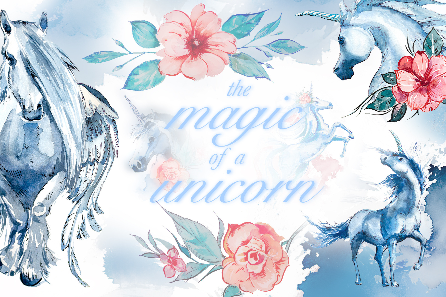 Watercolor Magic of Unicorn Clipart, an Animal Illustration by ...