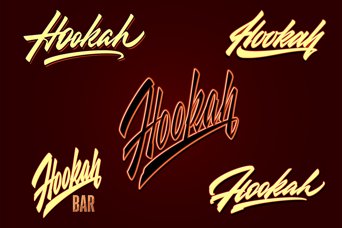Hookah vector lettering set, an Illustration by Shimanov Types