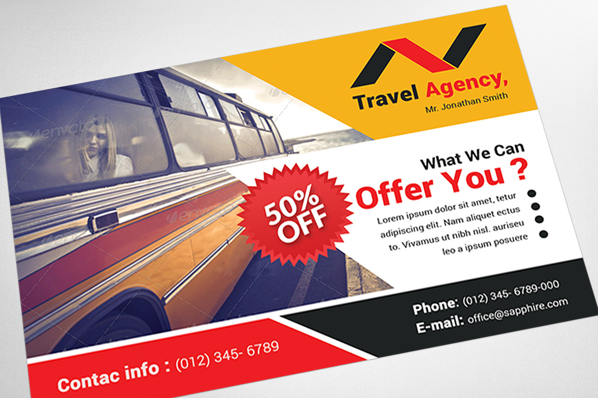 Travel Agency Postcard, a Card Template by AfzaalGraphics