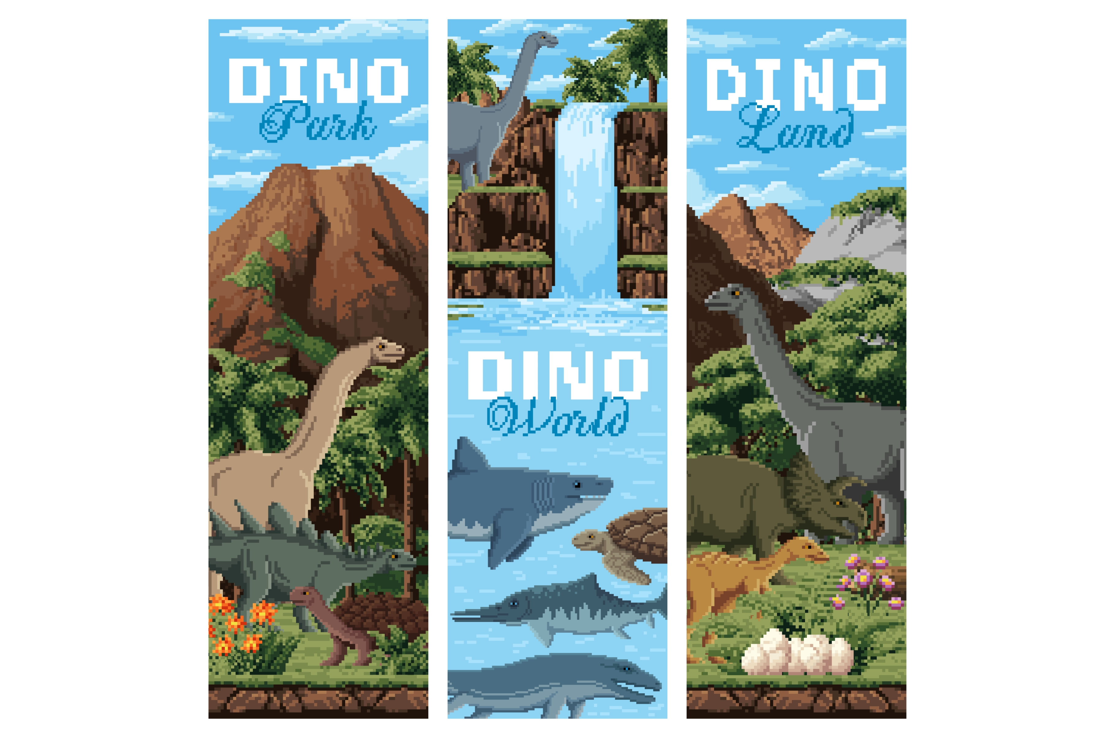 8bit pixel prehistoric dinosaurs, an Animal Illustration by Vector ...