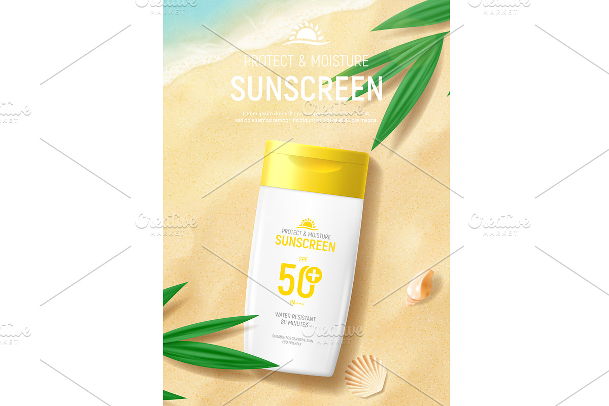 Sunscreen ad flyer template, a Healthcare Illustration by Andrey ...