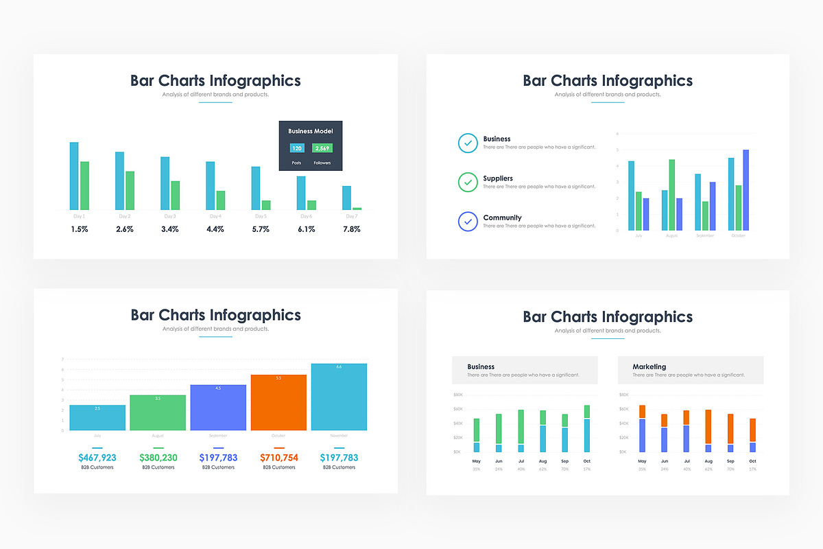 Bar Charts Infographics PowerPoint, a Presentation Template by slidequest