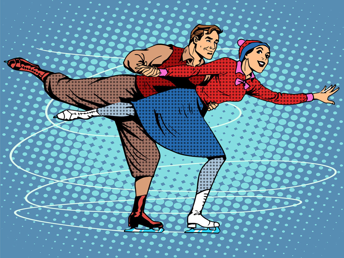 Pair figure skaters ice dance, a Sport Illustration by studiostoks