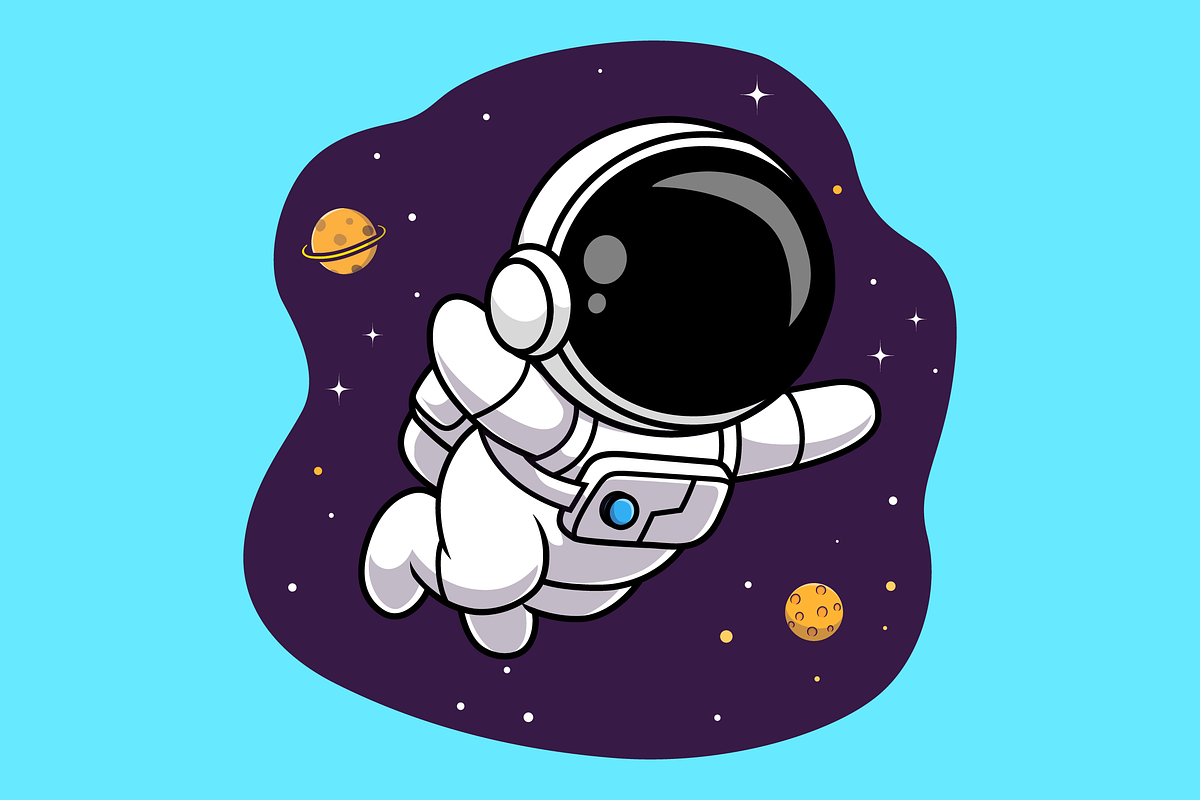 Cute Astronaut Floating In Space, a Technology Illustration by Catalyst ...