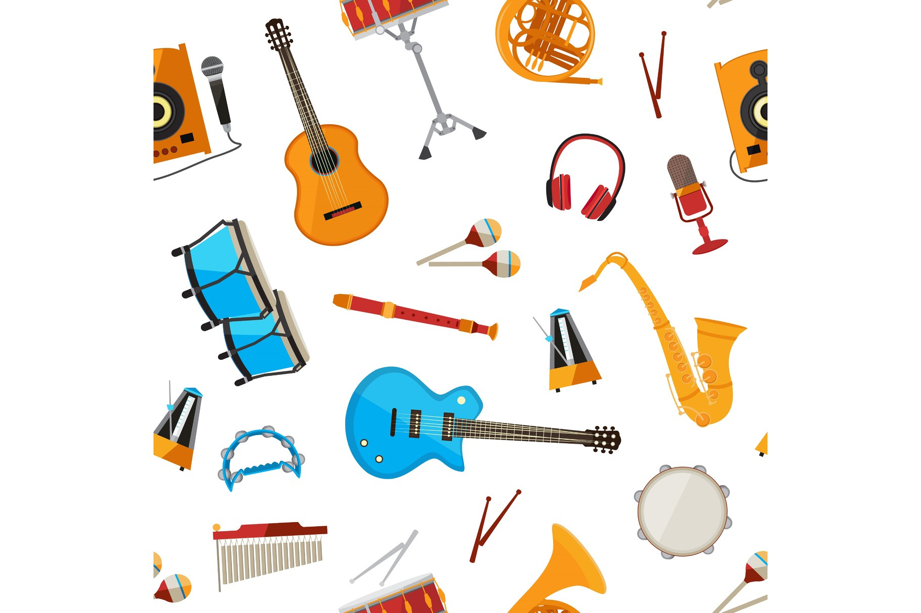 Vector musical instruments pattern | Background Graphics ~ Creative Market