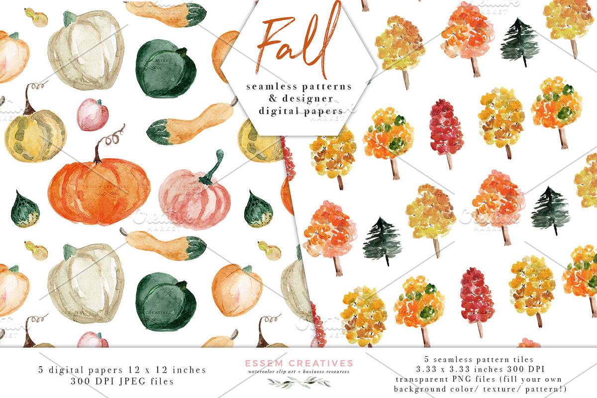 Fall Patterns Digital Paper Pack, a Pattern Graphic by Essem Creatives