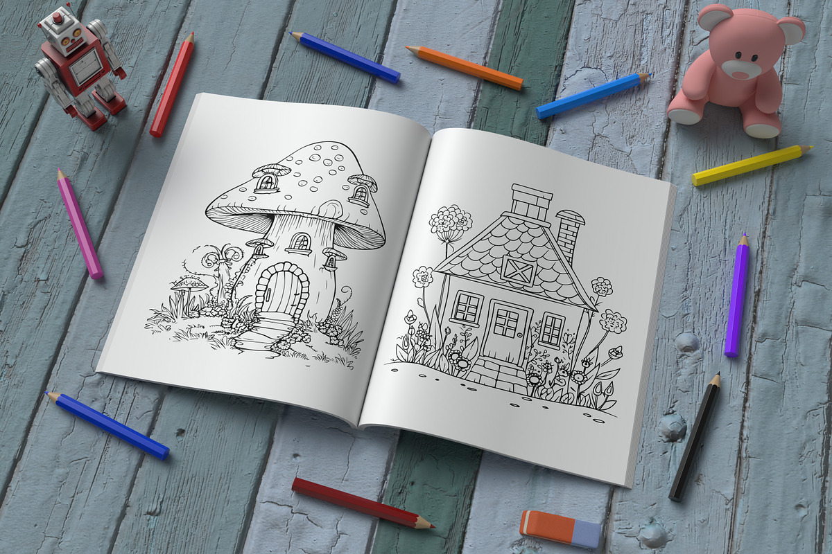 Coloring Page For Kids Forest House, a Decorative Illustration by ...