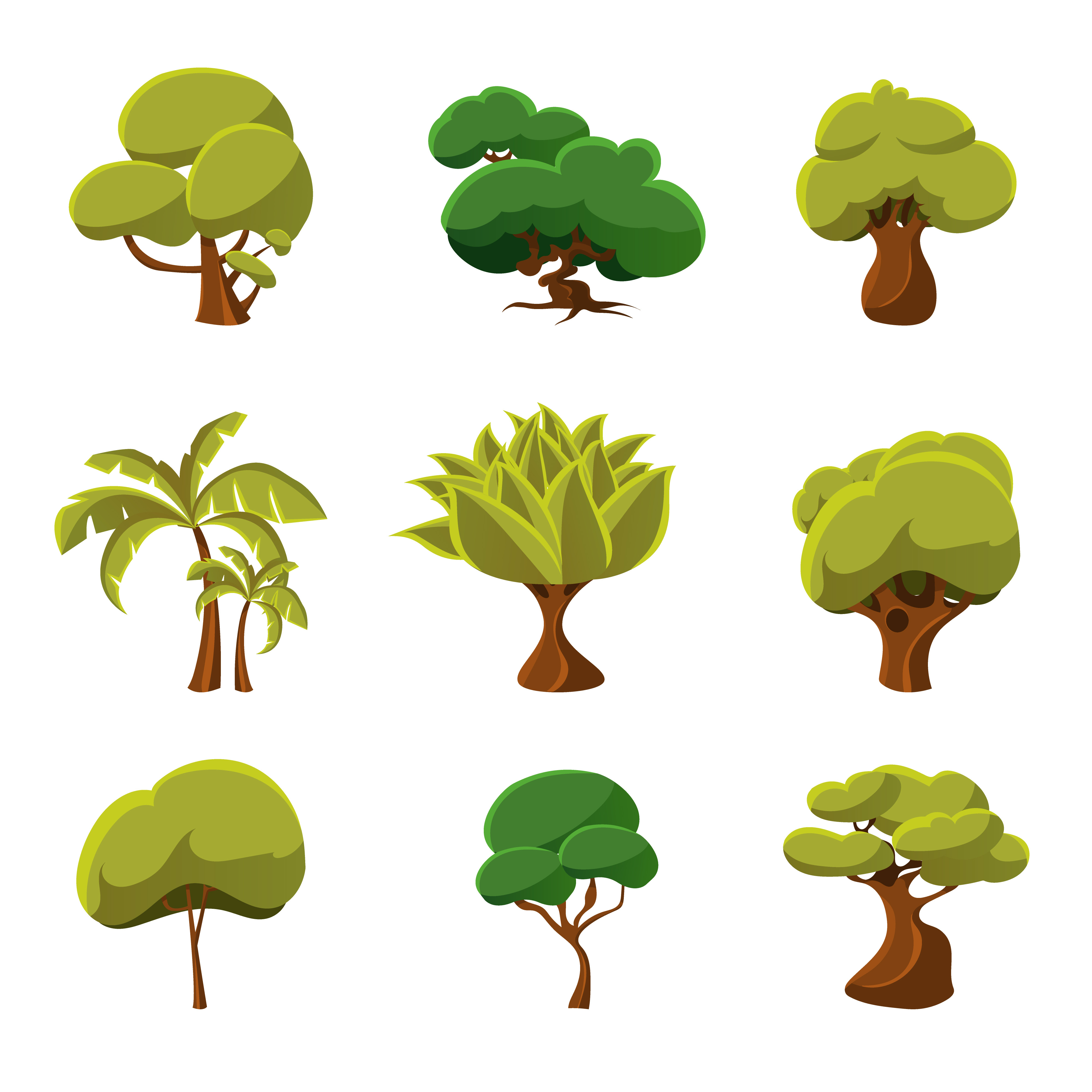 Cartoon Trees Set Vector, an Illustration by TopVectors