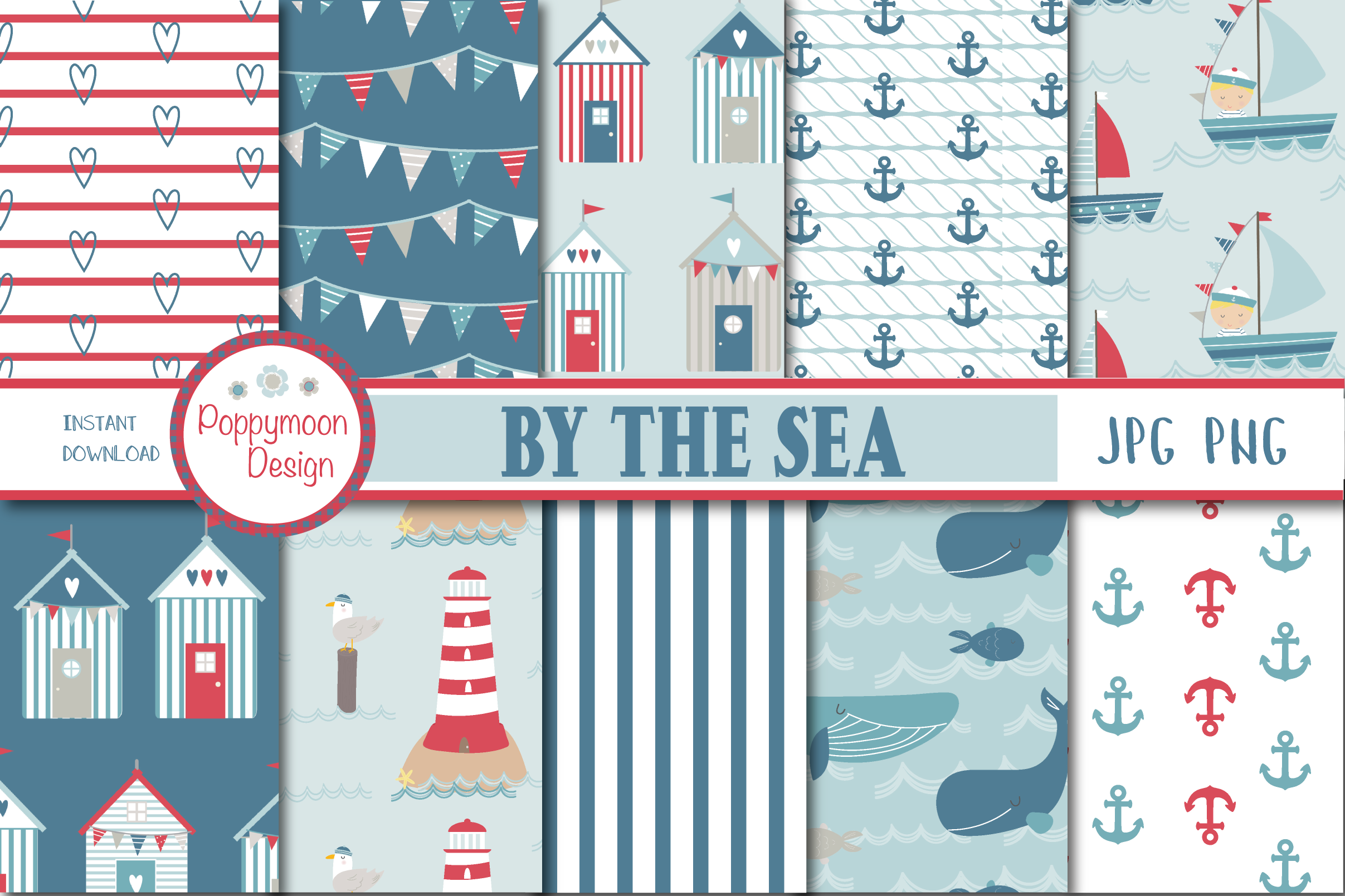 By the Sea paper, a Pattern Graphic by Poppymoondesign