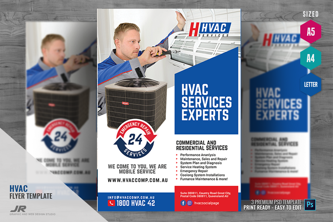 Heating and Cooling Services Flyer, a Flyer Template by PSDPixel