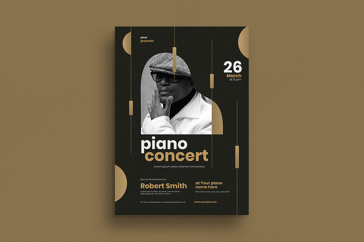 Piano Concert Event Flyer, a Flyer Template by Guuver