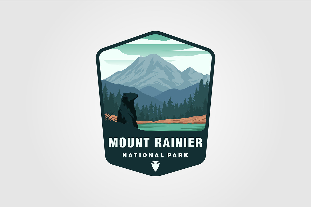 mount rainier patch logo vector
