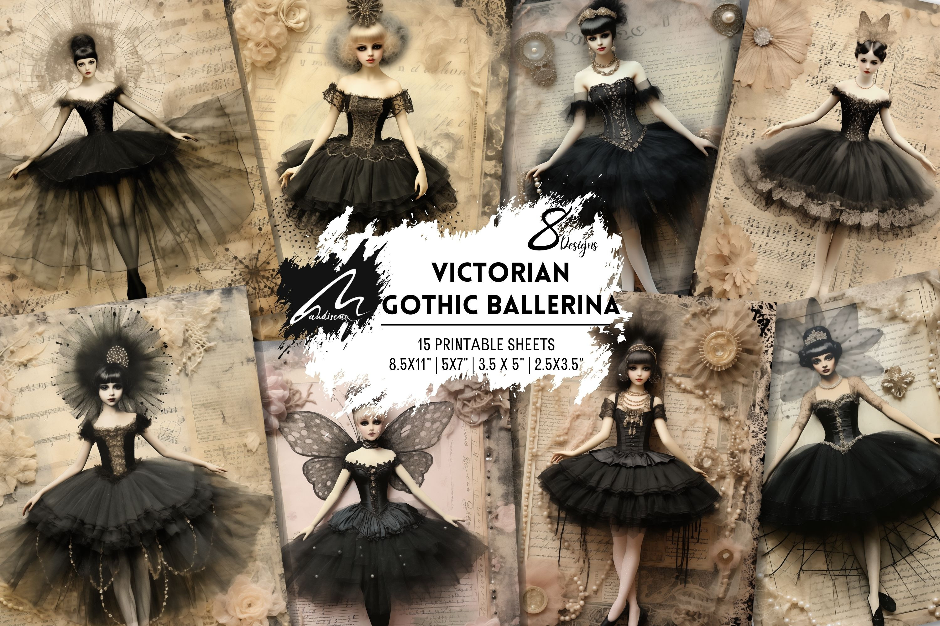 Victorian Gothic Ballerina Papers, a Person Illustration by Digital Art Mahdiseño