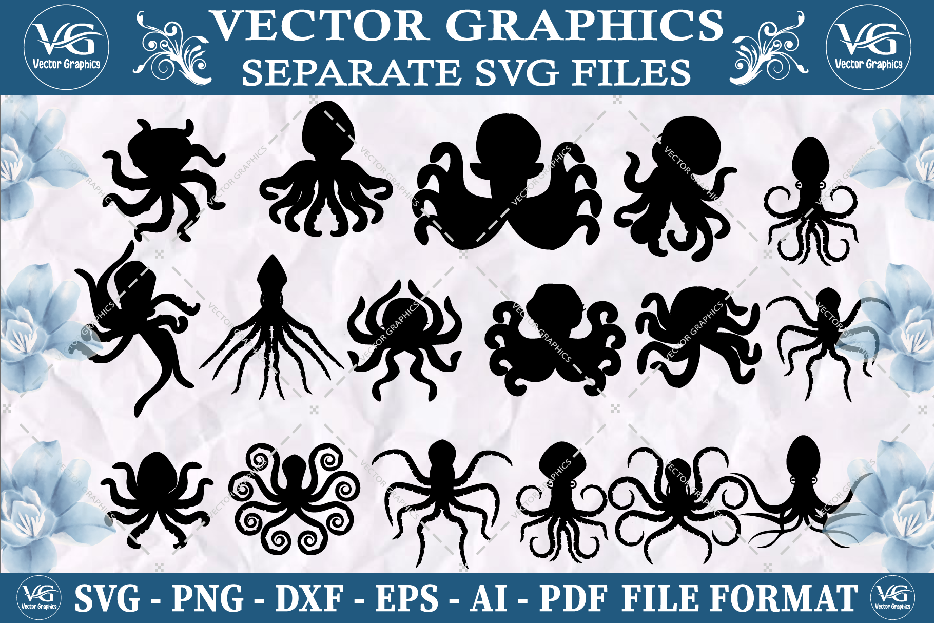 Octopus SVG vector design bundle file