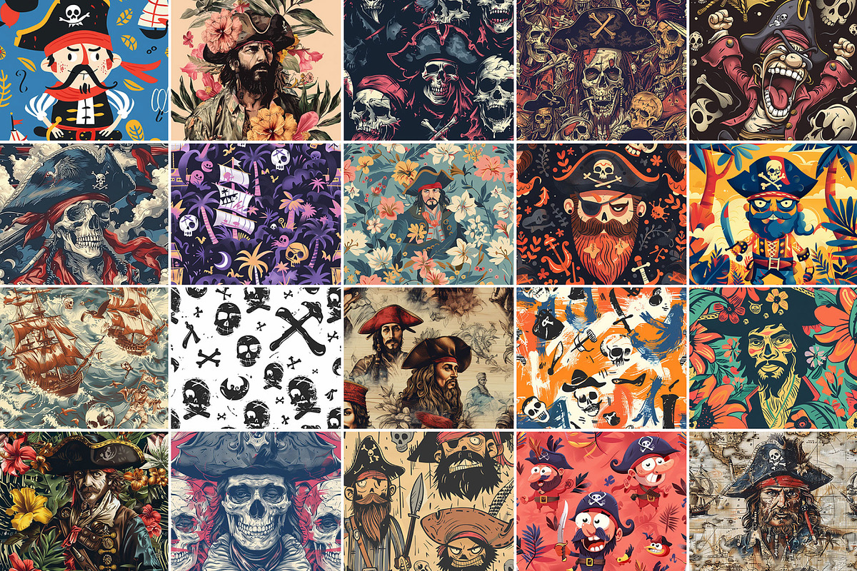 1000+ Pirate Patterns, a Pattern Graphic by PremiumMockup