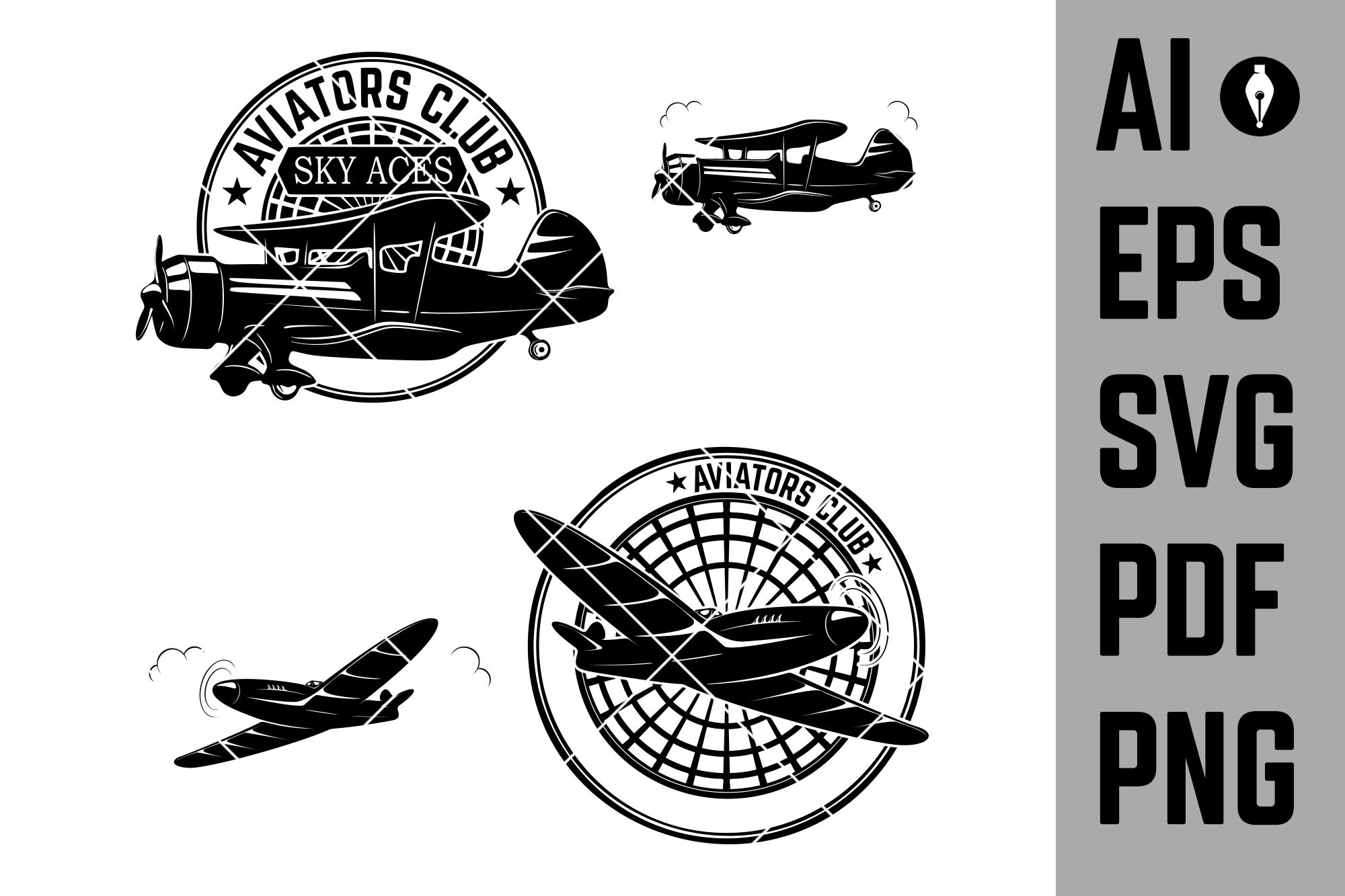 Set of aviators club labels SVG, a Transportation Illustration by ...