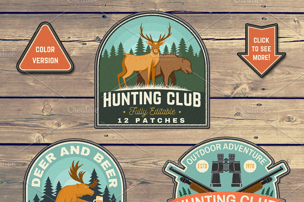 Hunting Club Patches, a Branding & Logo Template by sivVector