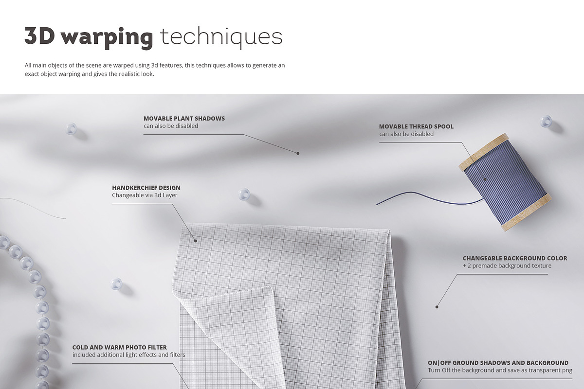 Silk Square Handkerchief Mockup 01, a Print Template by WebAndCat ...
