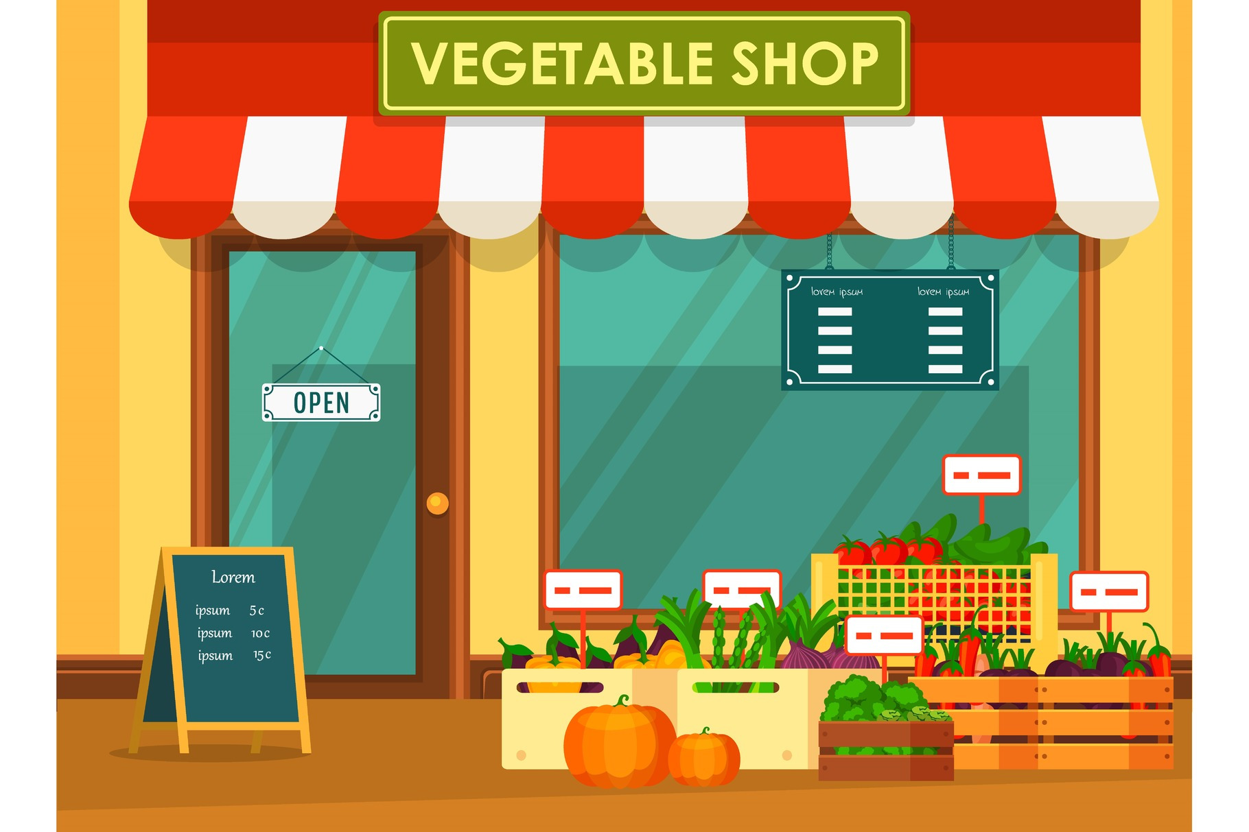 Vegetable store showcase, a Food Illustration by GenziWorkshop