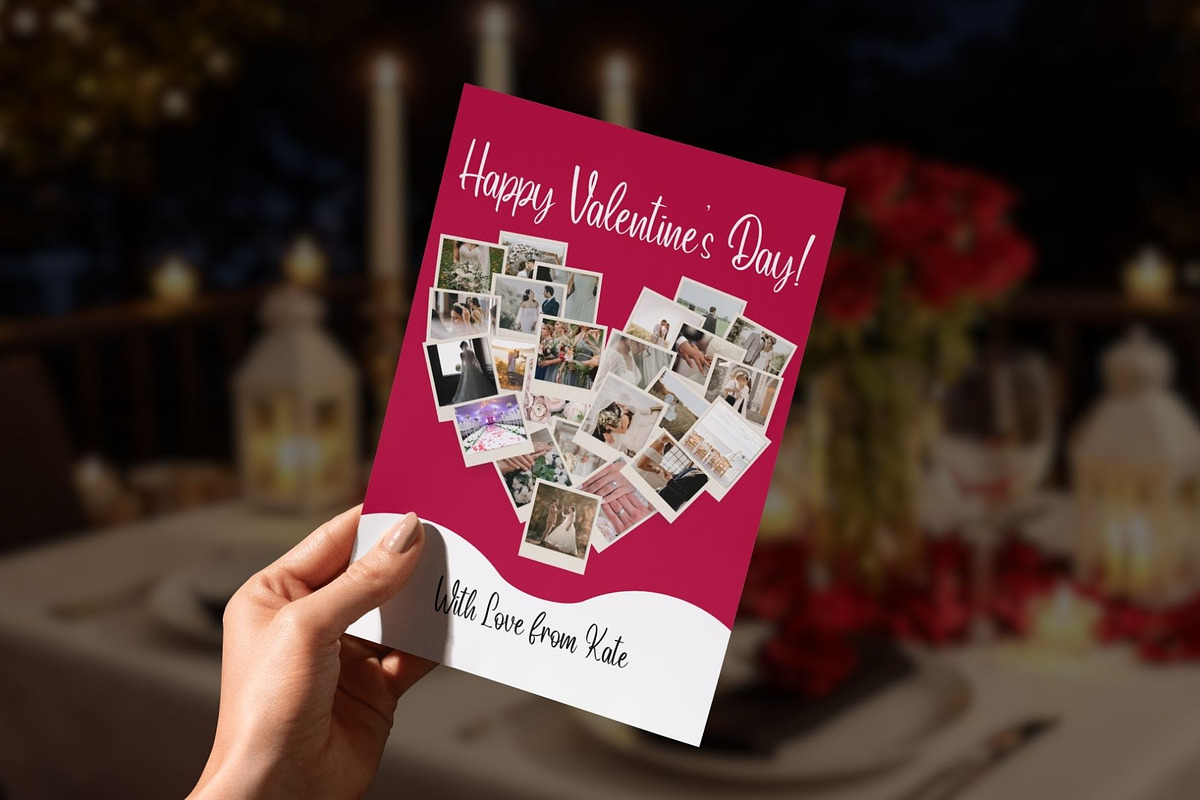 Heart Photo Collage Canva Template, a Design Template by GraphiCarola