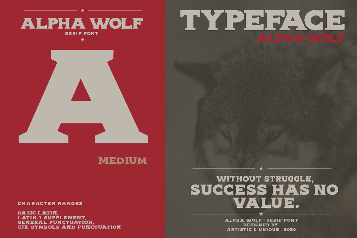 Alpha wolf - Serif font, a Serif Font by Artistic & Unique