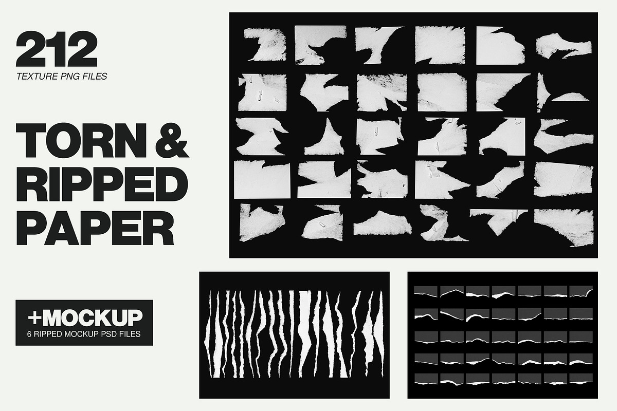 Torn Paper Textures & Ripped Mockups, a Texture Graphic by Gravito