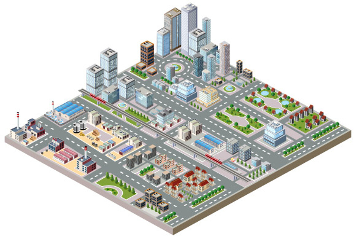 Big isometric city, a Work Illustration by AlexZeL