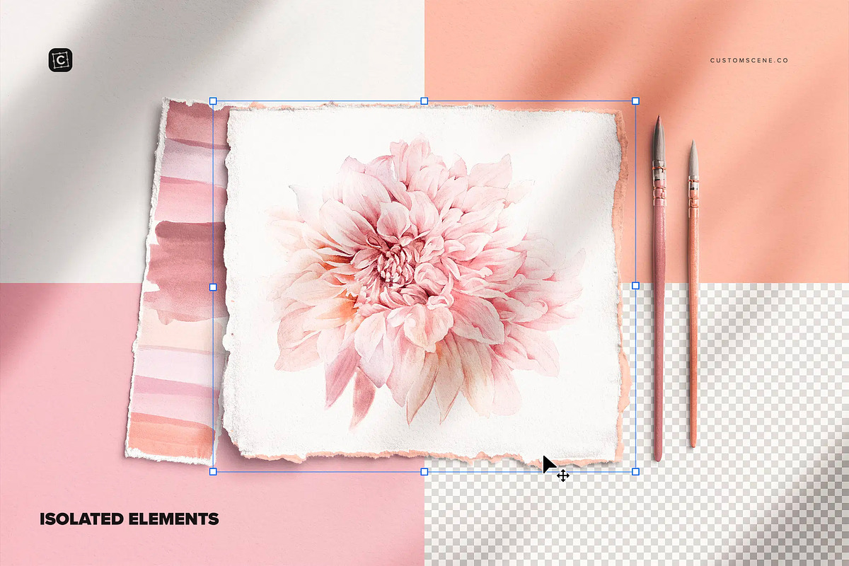 Handmade Paper Mockup with Brushes, a Product Mockup by Custom Scene